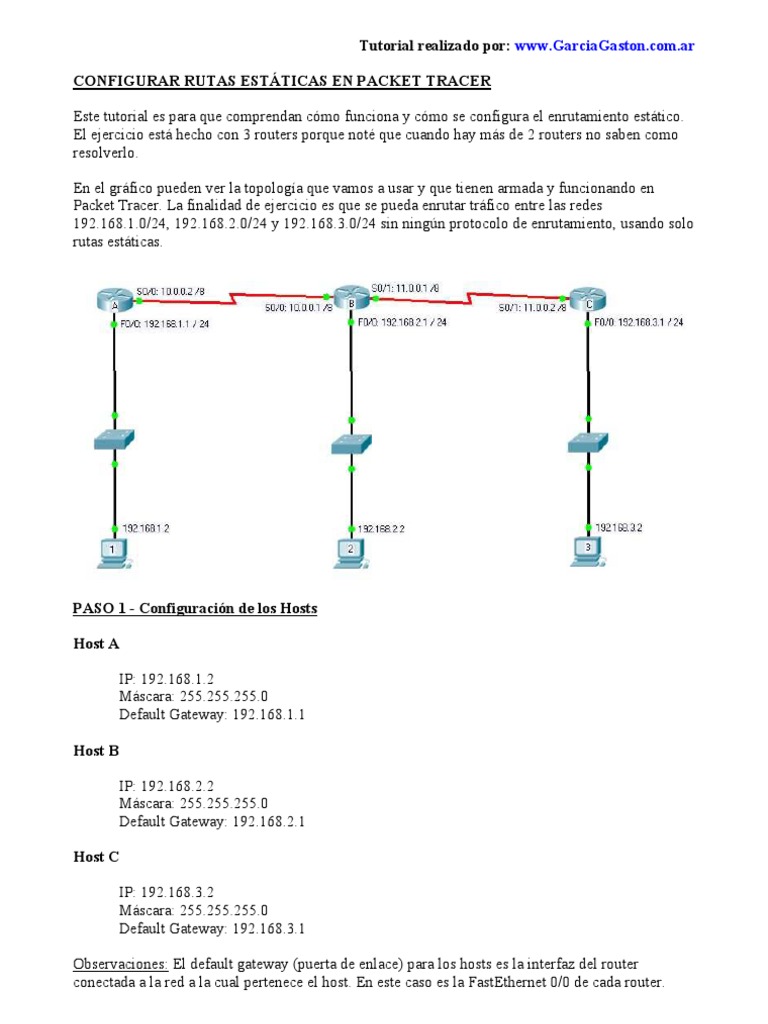 Rutas Estaticas en Packet Tracer | PDF | Enrutador (Computación) | Dirección IP