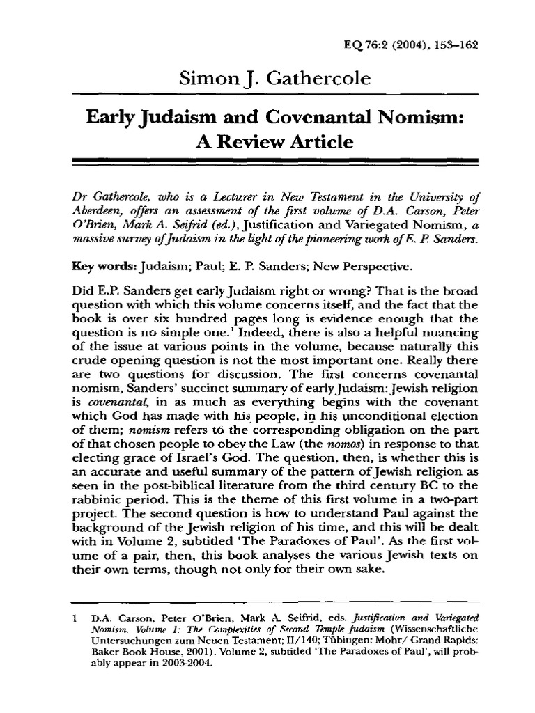 Simon J. Gathercole - Review of 'Justification and Variegated Nomism ...