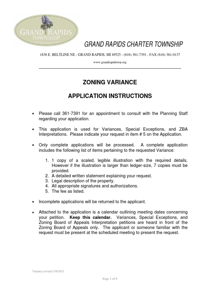 Application - Variance | PDF | Property | Zoning