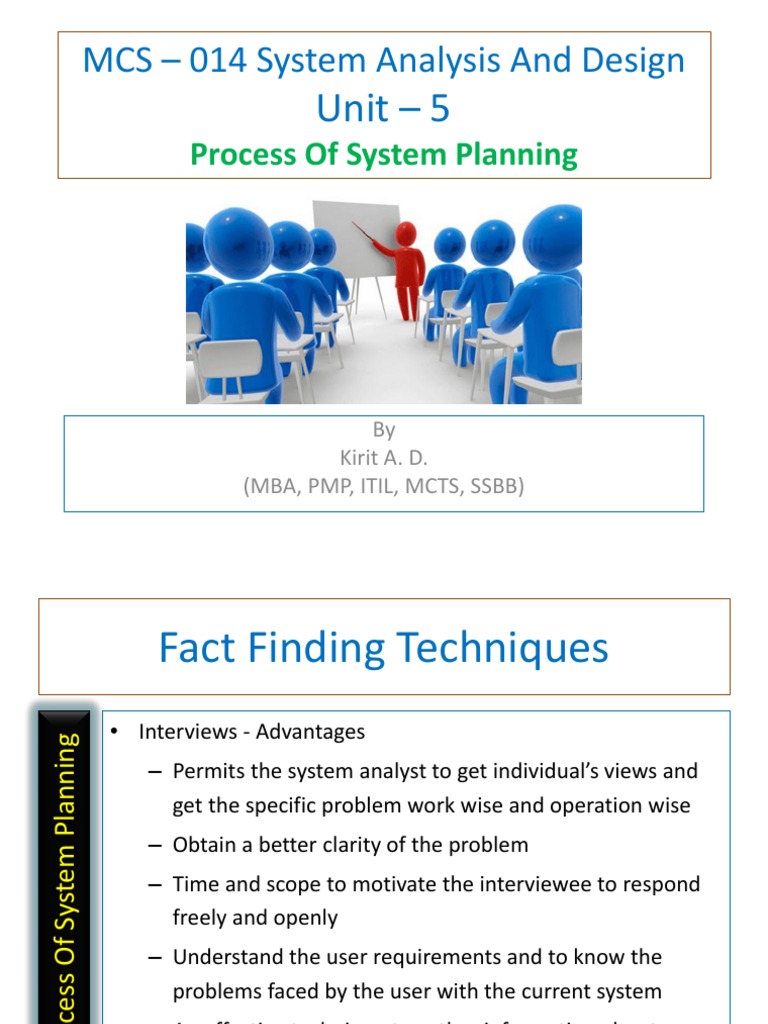 MCS-014 Unit 5 Process of System Planning | PDF | Interview | Feasibility Study