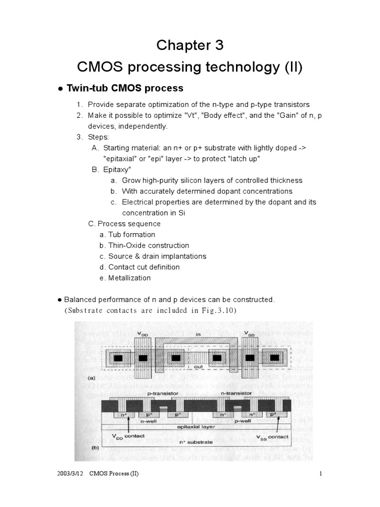 CMOS Processing Technology (II) : Twin-Tub CMOS Process | PDF | Cmos ...