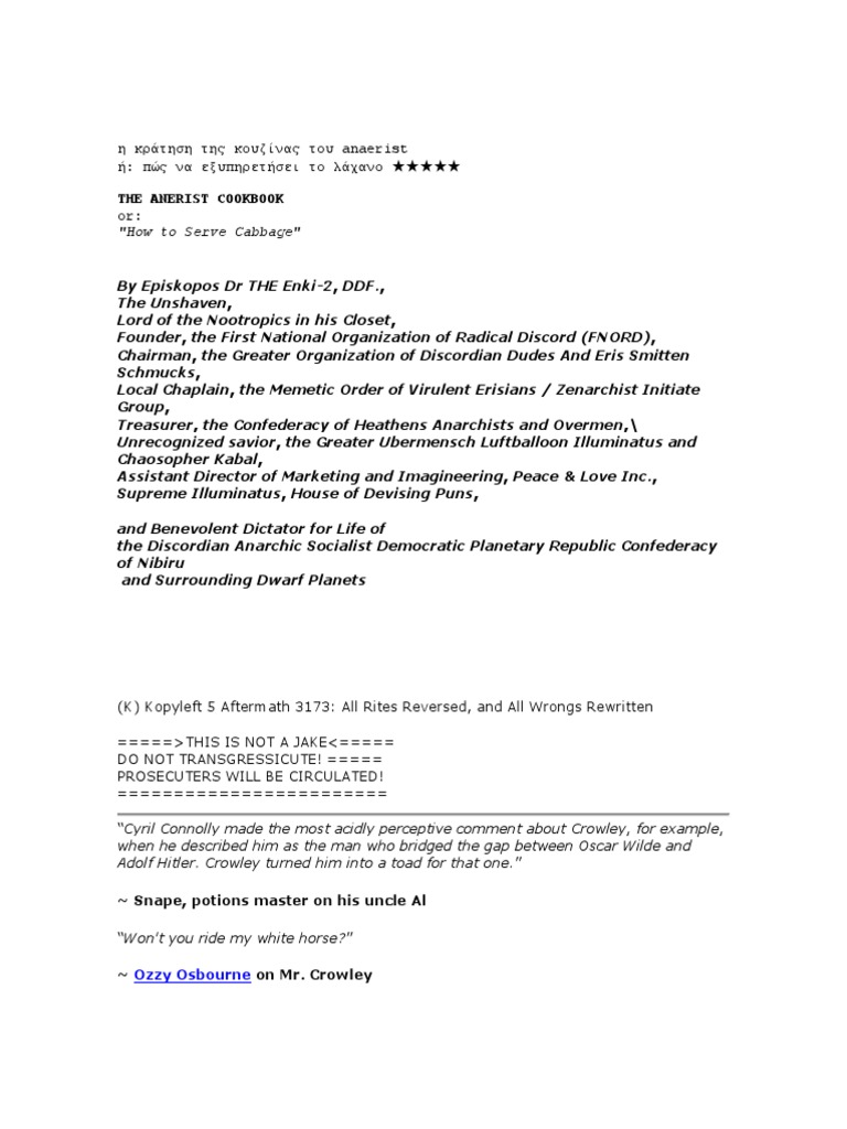 The Anerist Cookbook | PDF | Dimension | Religion And Belief