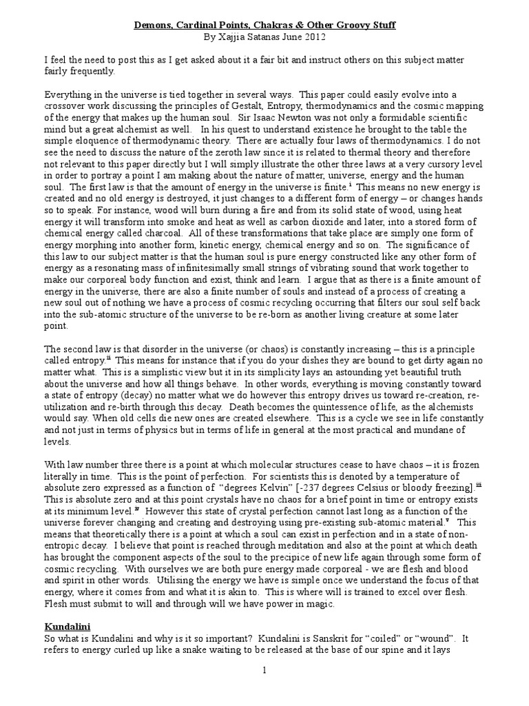 Demons Chakras Cardinal Points and Other Groovy Stuff | PDF | Chakra | Soul