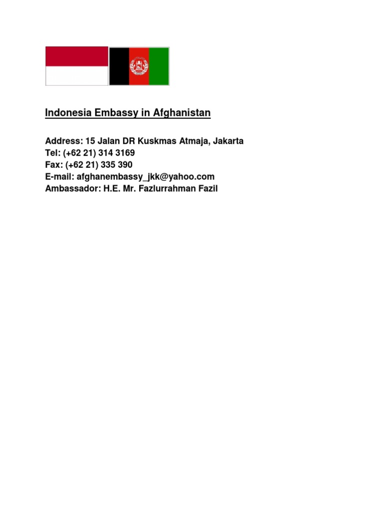 Indonesia Embassy Contact Info | PDF