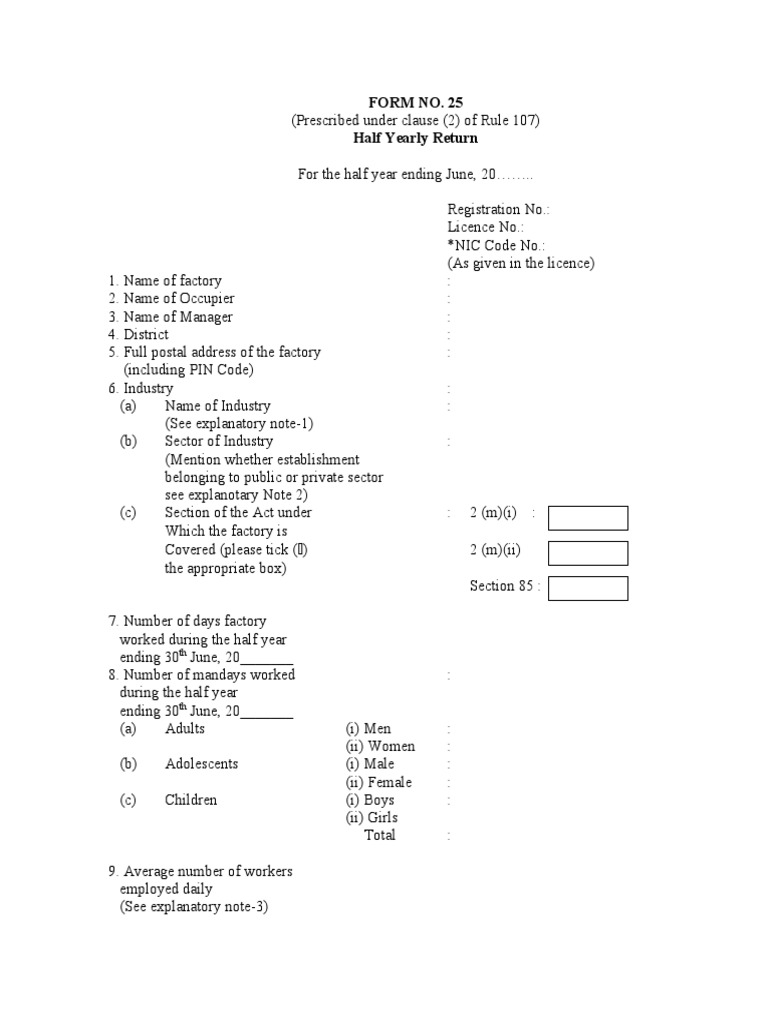 Form25 - Half Year Returns | PDF | Business