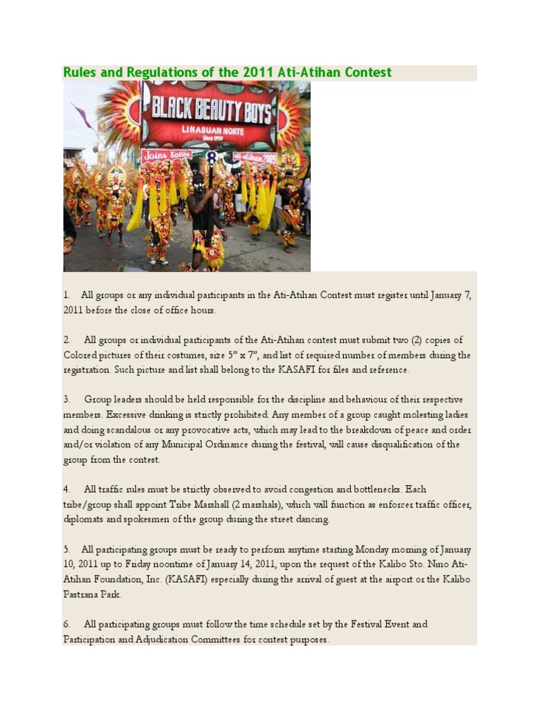 Ati-Atihan Contest Guidelines 2011 | PDF | Dances