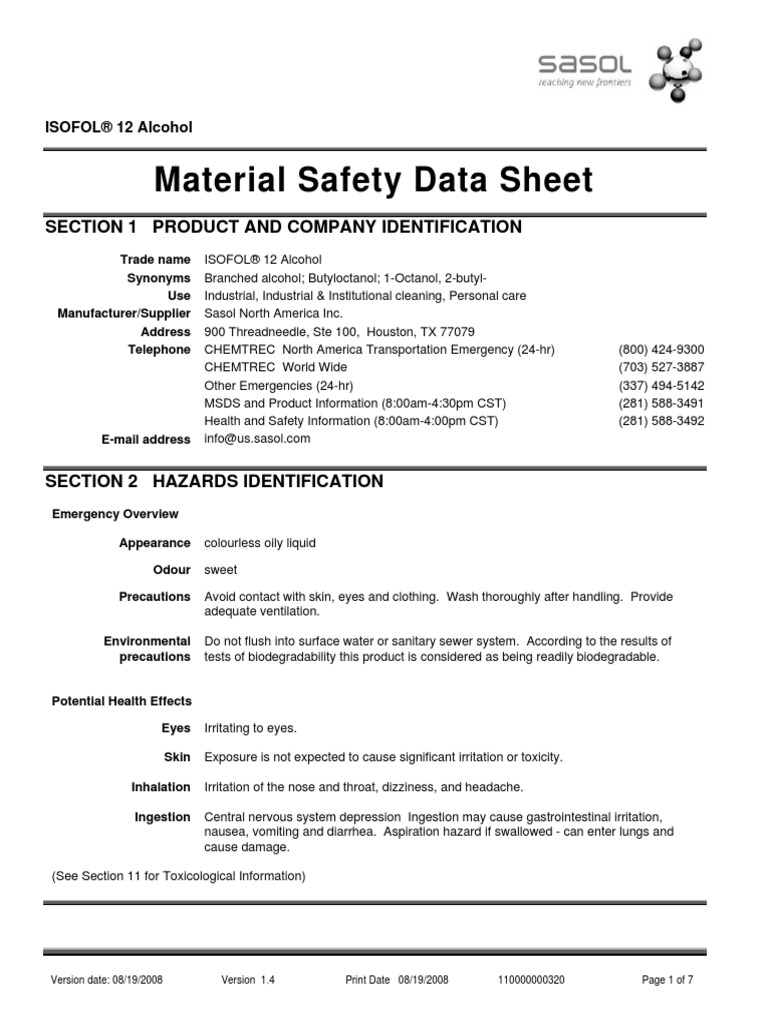 Butyl Octanol | PDF | Firefighting | Personal Protective Equipment
