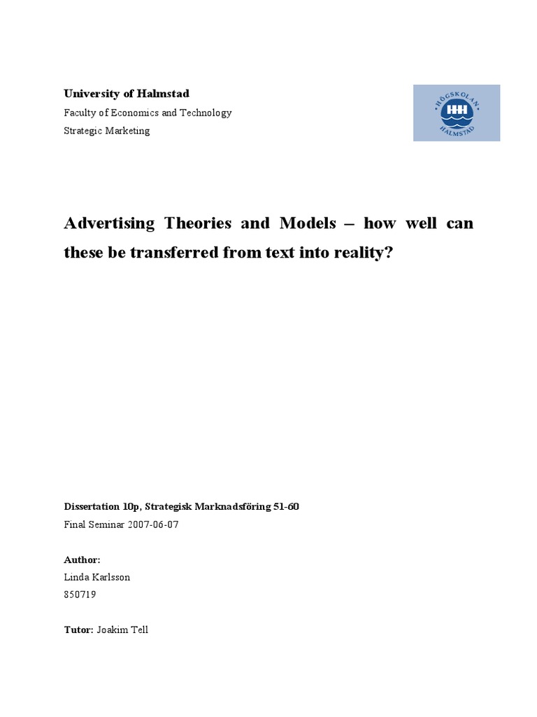 Advertising Theories and Models | PDF | Marketing Communications ...