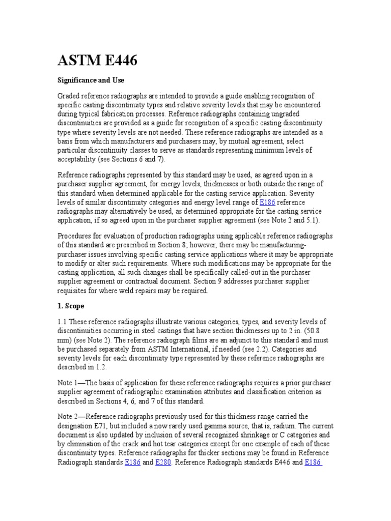 Astm E446 Req | PDF | Radiography | Nature