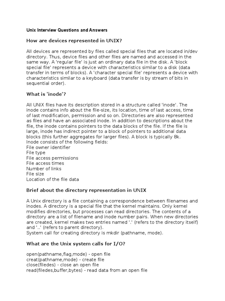 Unix Interview Questions and Answers | PDF | Kernel (Operating System) | Computer File