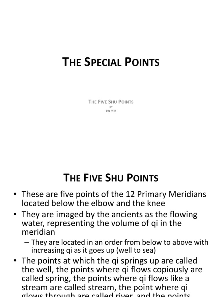 The Five Shu Points: An Overview of Their Functions and Indications ...