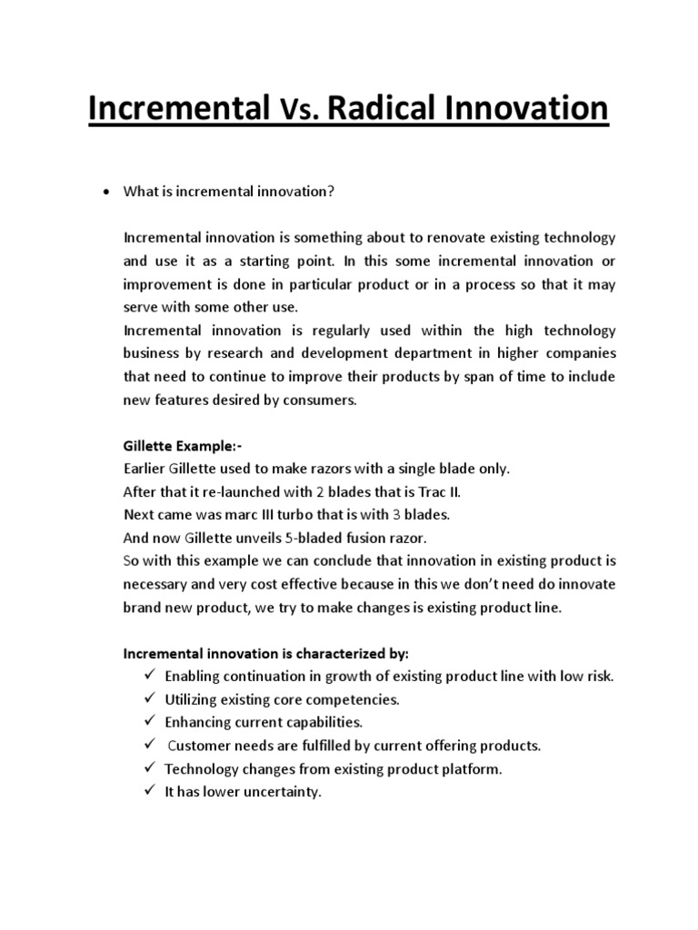 Incremental Vs Radical Innovation | PDF | Innovation | Economic Growth