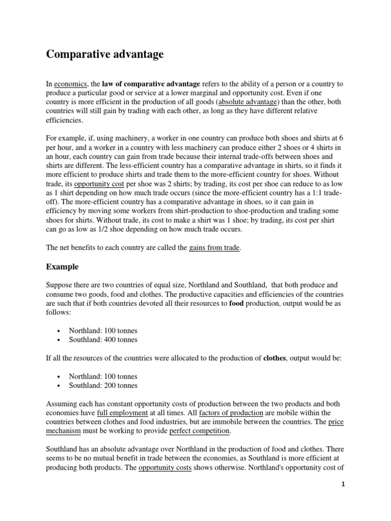 Comparative Advantage Example | PDF | Comparative Advantage | Perfect ...