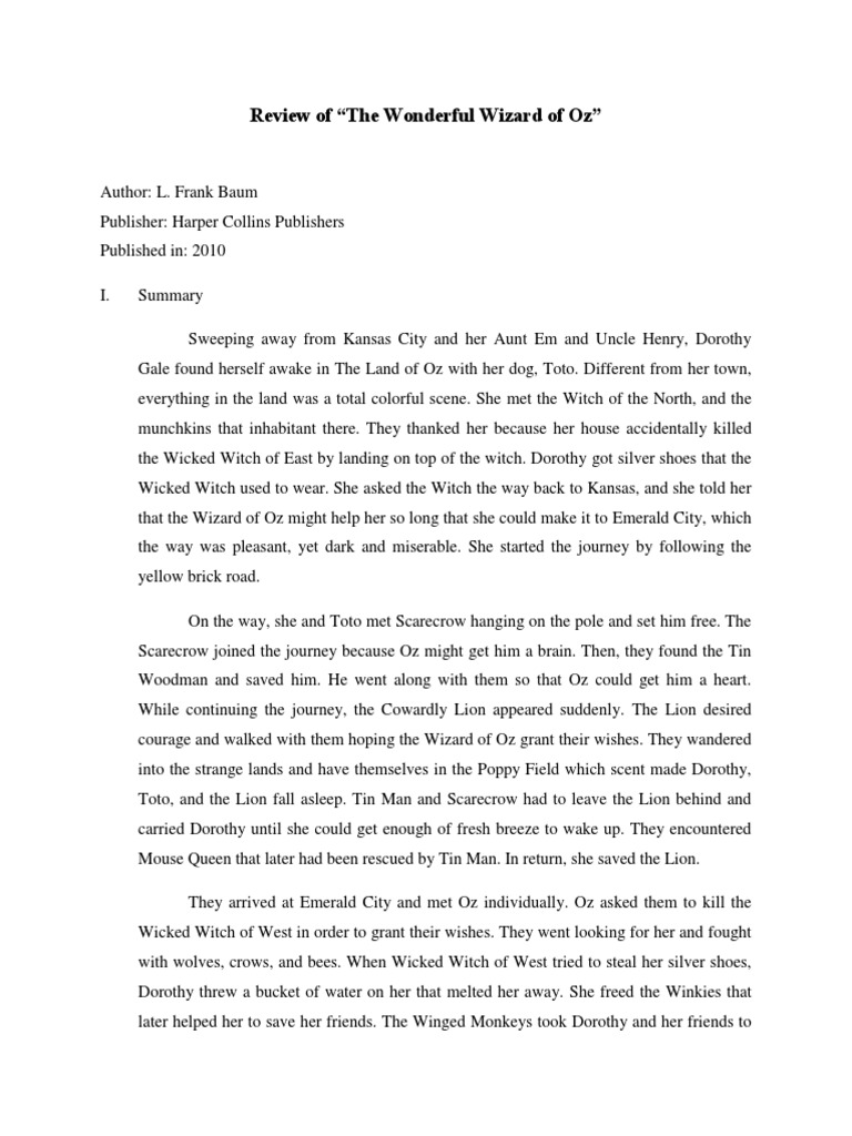 Review Wizard of Oz | Download Free PDF | Dorothy Gale | The Wonderful ...