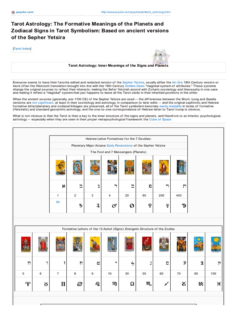 Tarot Astrology the Formative Meanings of the Planets and Zodiacal ...