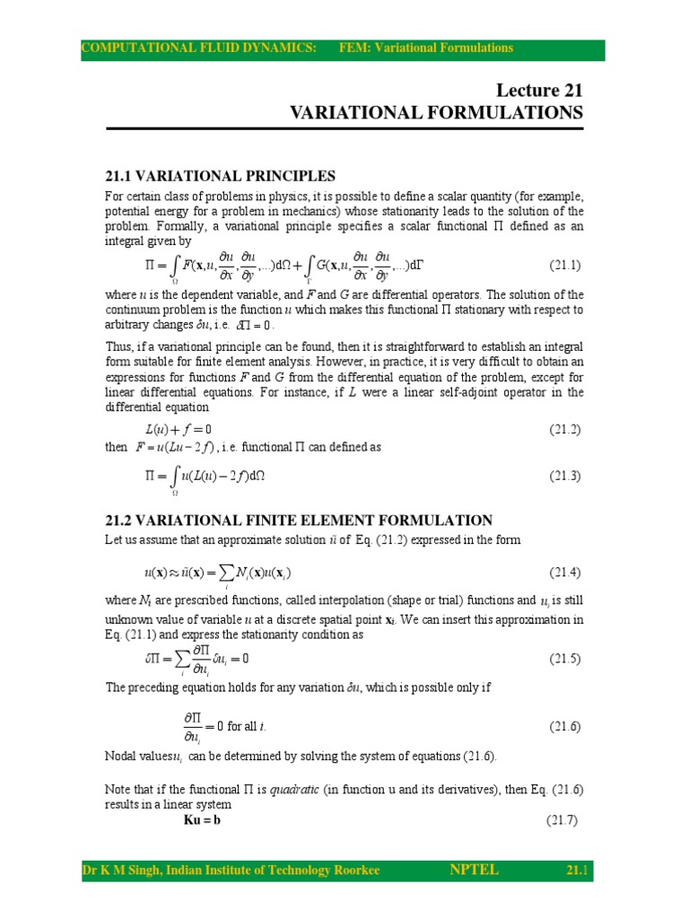 Lecture 2 | PDF | Calculus Of Variations | Finite Element Method
