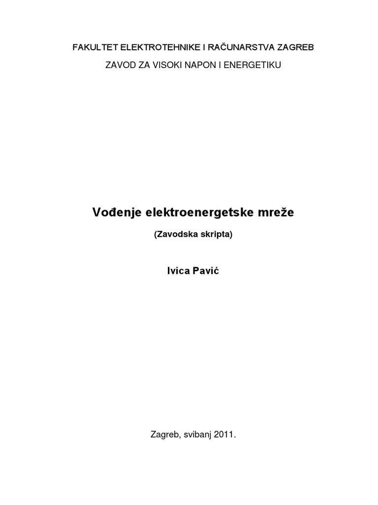 Vodjenje Elektroenergetske Mreze | PDF