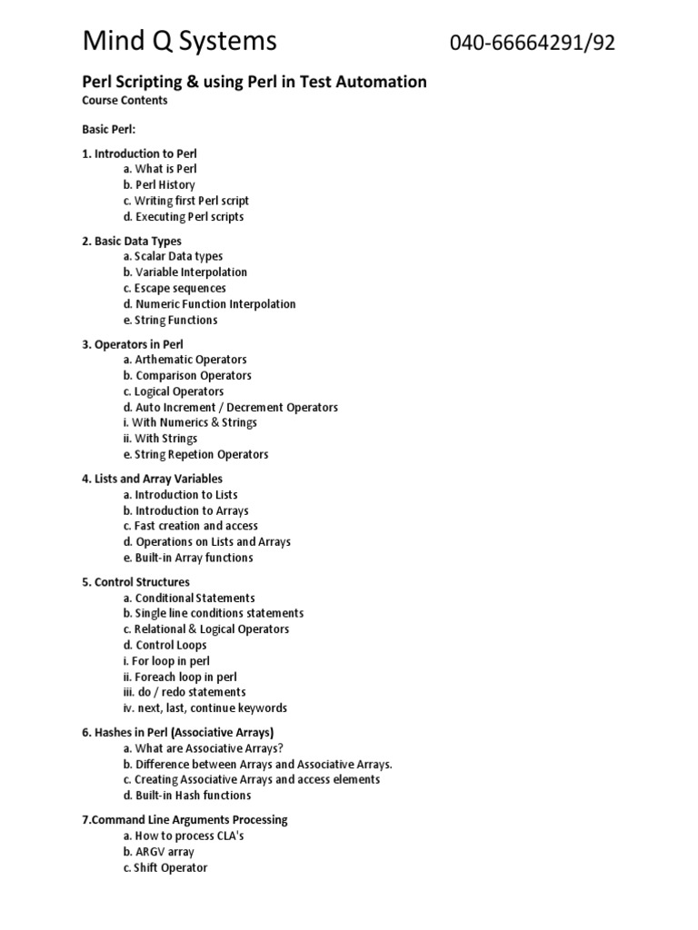 Test Automation With Perl Scripting ToC | PDF | Perl | Modular Programming Test Automation With Perl Scripting ToC | PDF | Perl | Modular Programming