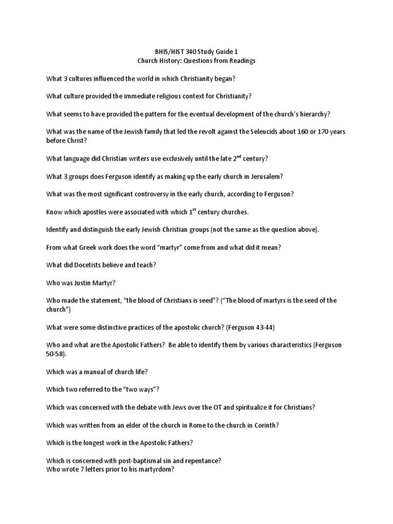 Church History Study Guide SEO | PDF | Catholic Church | Pope
