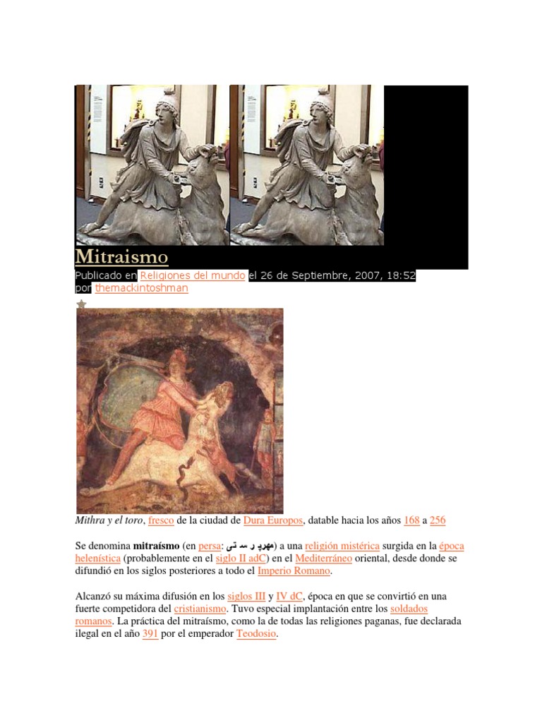 Mitraísmo: Orígenes y Prácticas | PDF | Religión y creencia | Misterio
