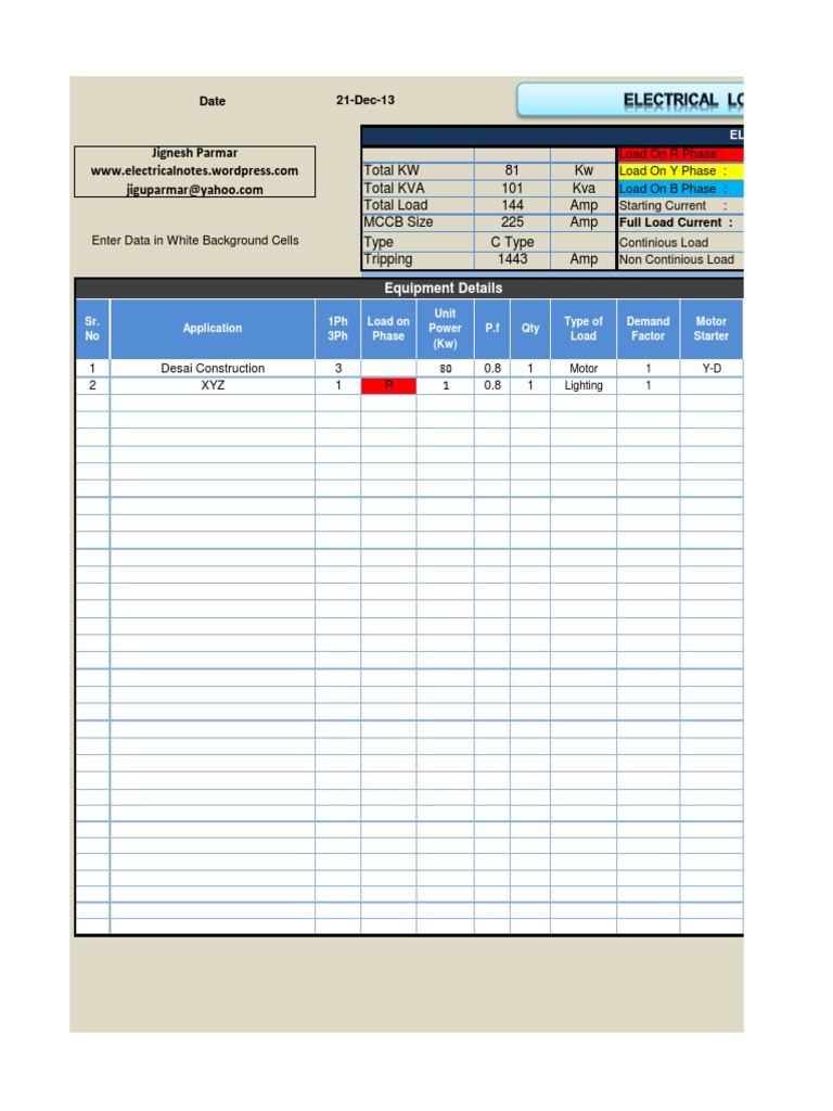 Electrical Load Calculation Guide | PDF | Kilowatt Hour | Watt