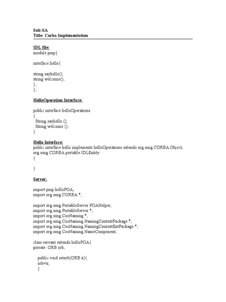 CORBA Guide for Java Developers | PDF | Teaching Methods & Materials | Computers