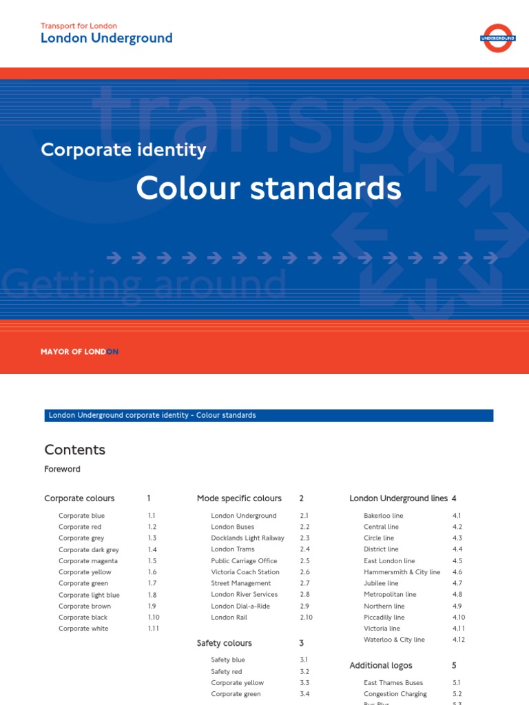 London Underground Color Standards | Color | Graphic Design