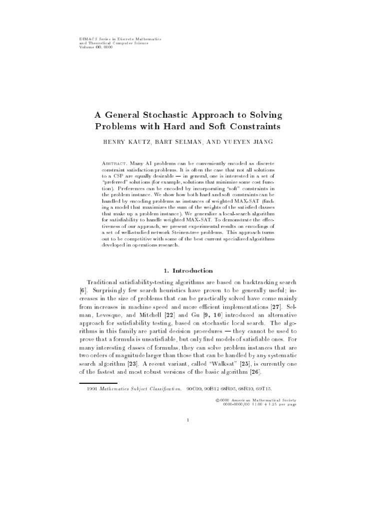 A General Stochastic Approach To Solving Problems With Hard and Soft Constraints | PDF ...