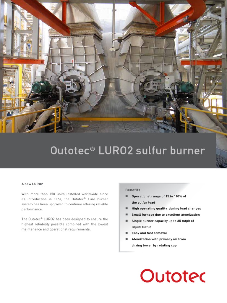 OTE Outotec LURO2 Sulfur Burner Eng Web | PDF | Furnace | Combustion