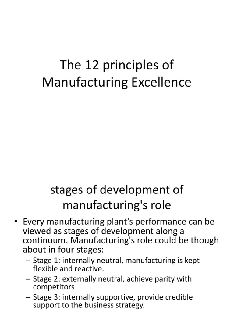 12 Principles of Manufacturing Excellence | PDF | Occupational Safety ...