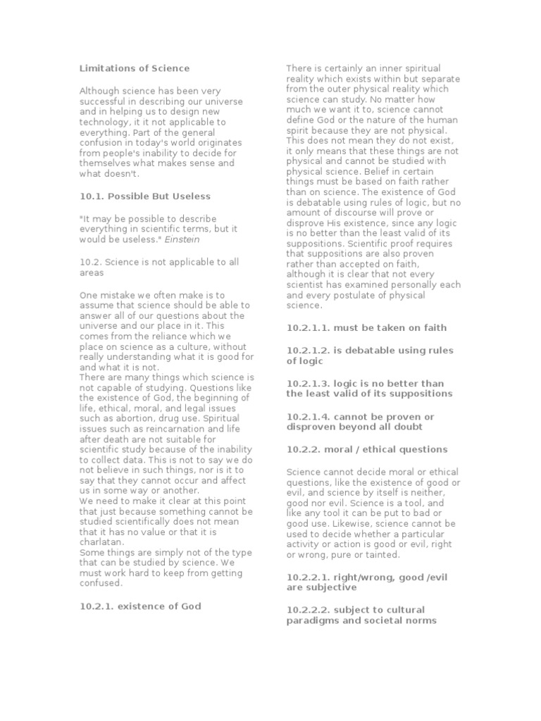 Limitations of Science | PDF | Scientific Method | Science