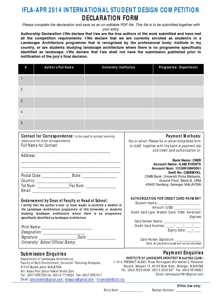 Ifla-Apr 2014 International Student Design Competition: Declaration ...