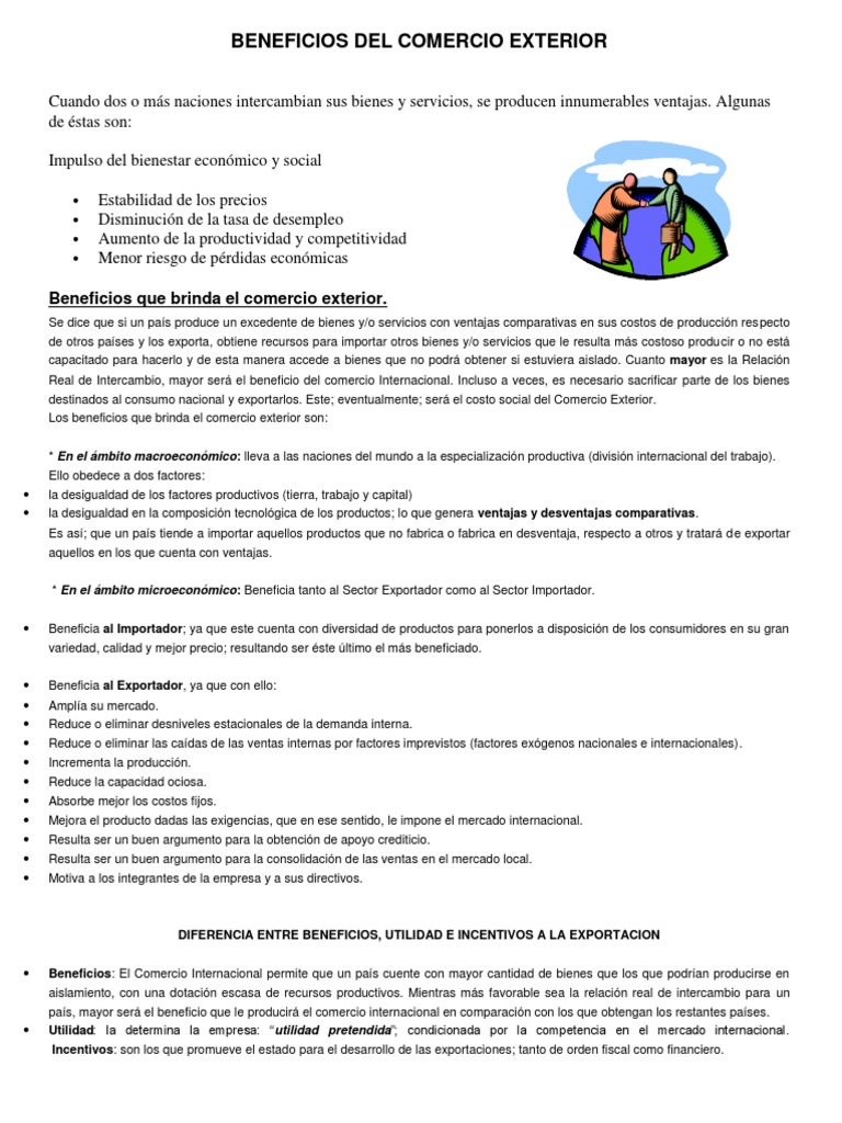 Beneficios Del Comercio Exterior | PDF | El comercio internacional | Beneficio (economía)