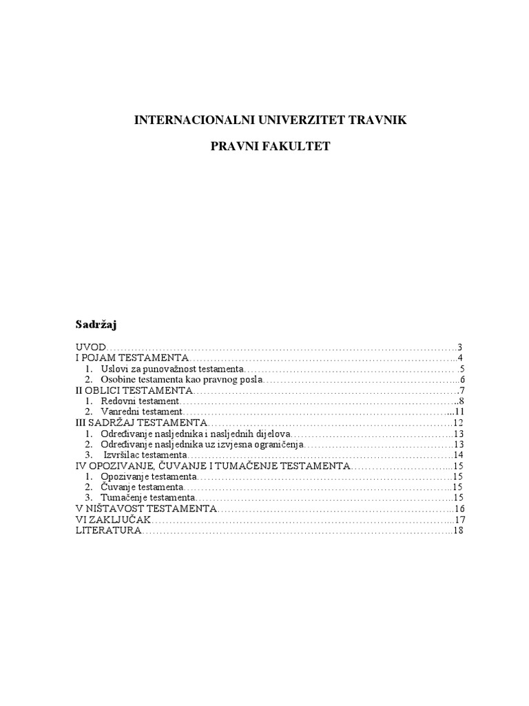 Oblici Testamenta | PDF