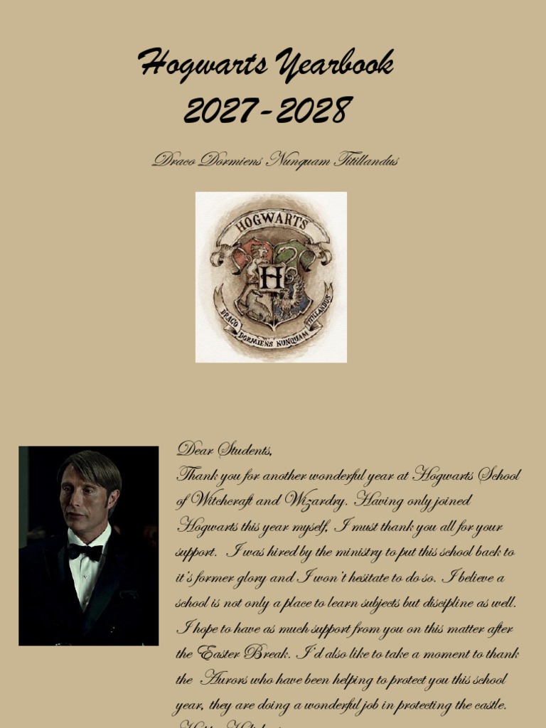Hogwarts Yearbook 2027-2028: Draco Dormiens Nunquam Titillandus | PDF ...