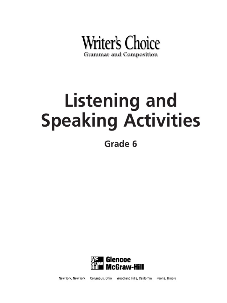 Listening and Speaking Activities Grade 6 | Nonverbal Communication ...
