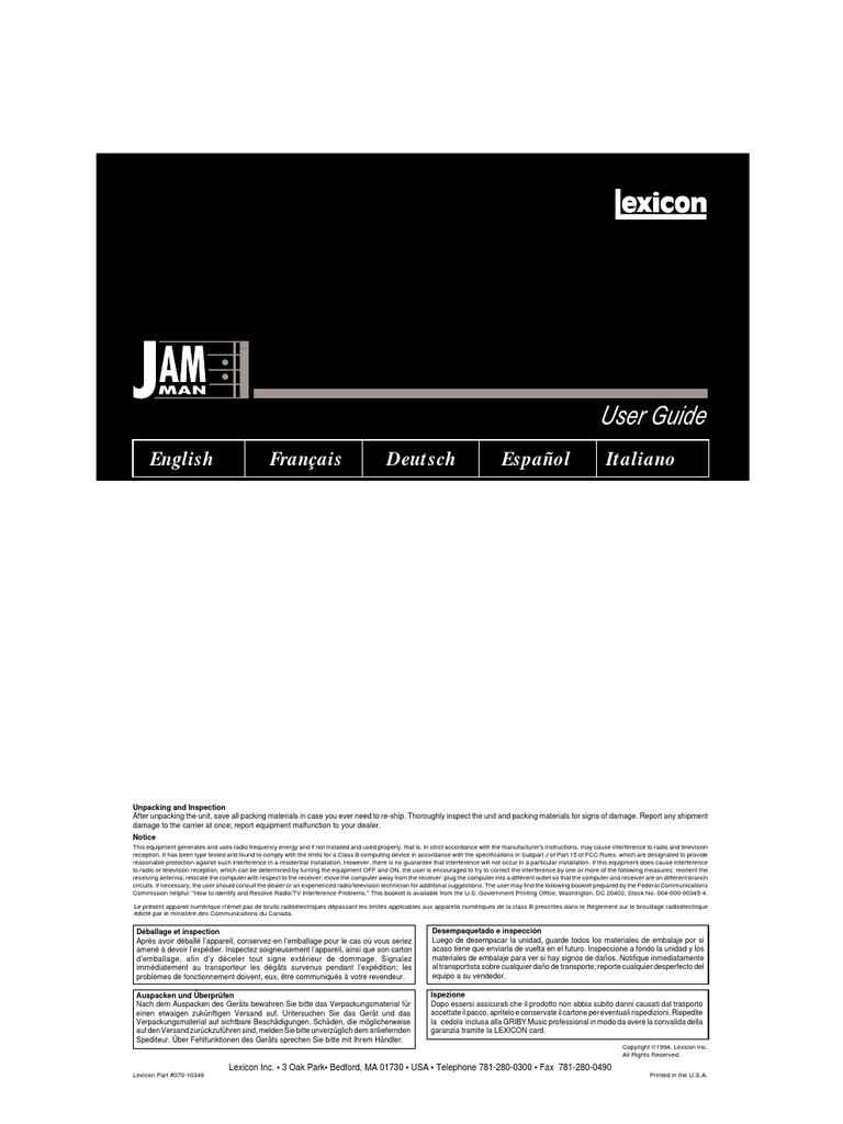 Manuale JamMan | PDF | Audio Electronics | Audio Engineering