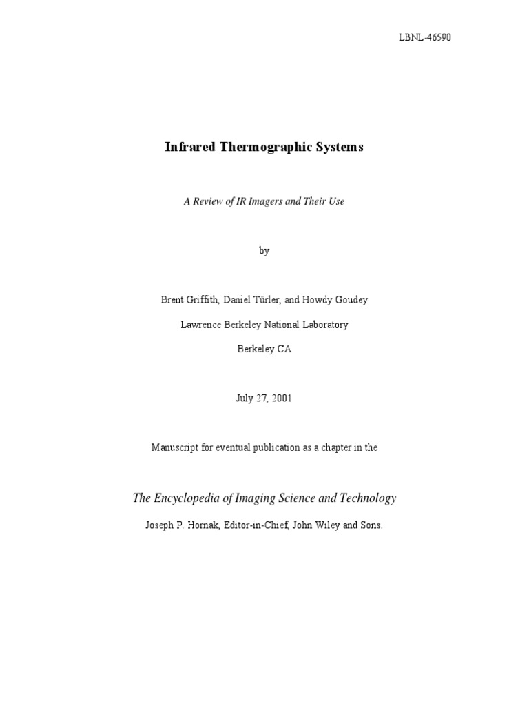 Infrared Thermographic Systems: A Review of IR Imagers and Their Use ...