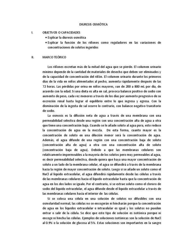 Definición de Diuresis Osmótica | PDF | Ósmosis | Sistema urinario