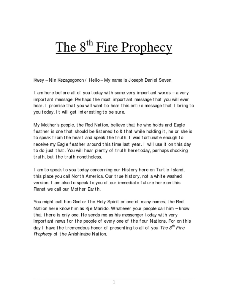 The 8th Fire Prophecy | PDF | Lord's Prayer | Seven Deadly Sins