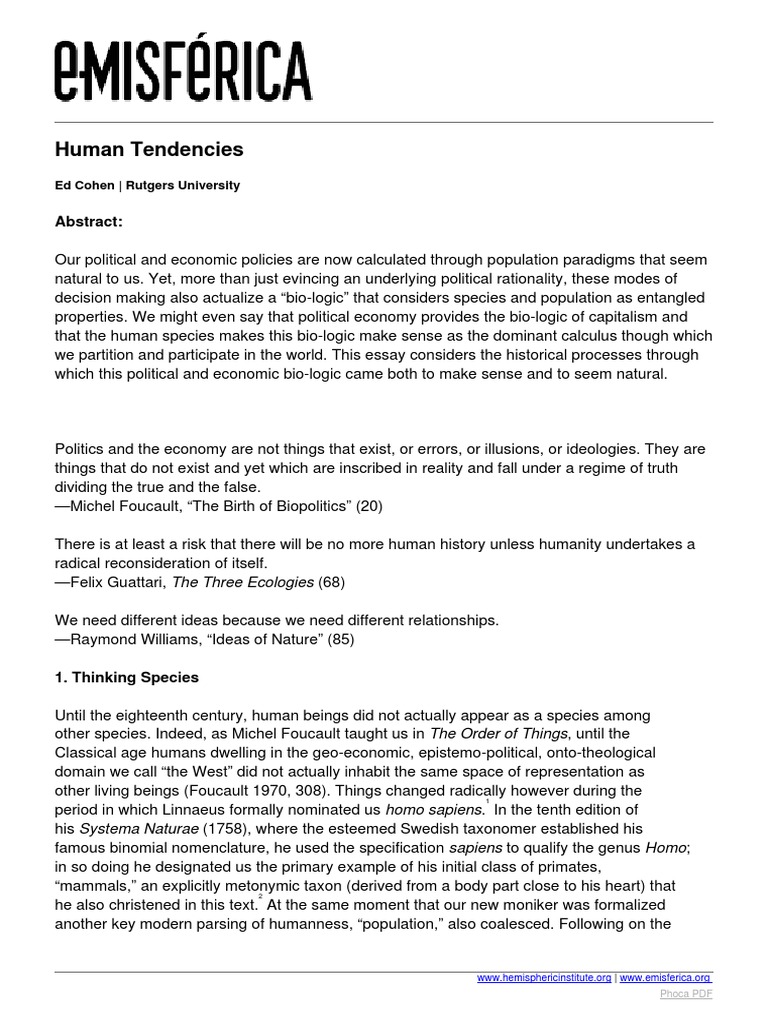 Human Tendencies | PDF | Species | Economics