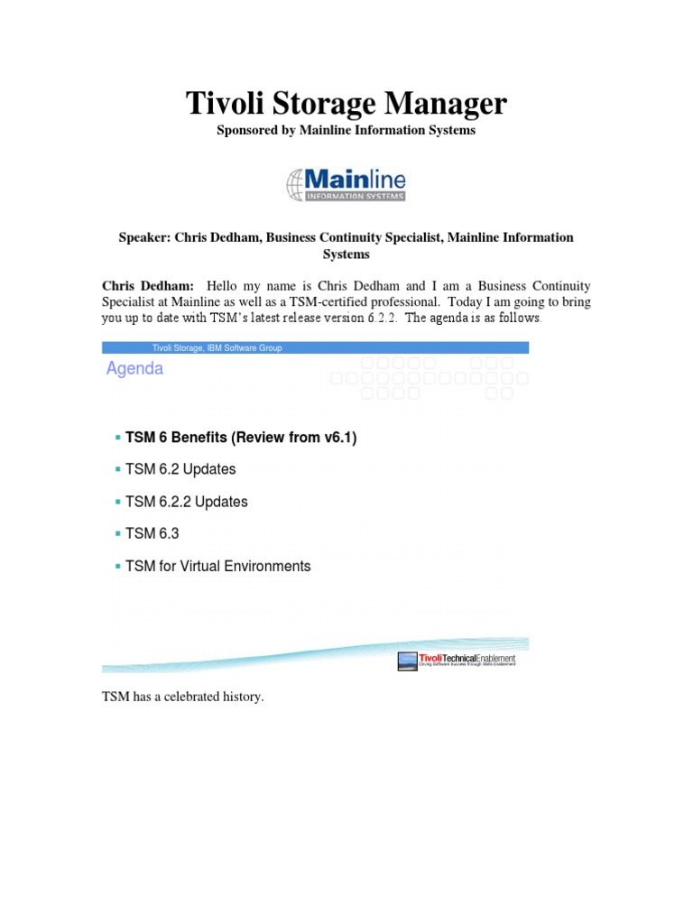 Tivoli Storage Manager | PDF | Backup | Ibm Db2