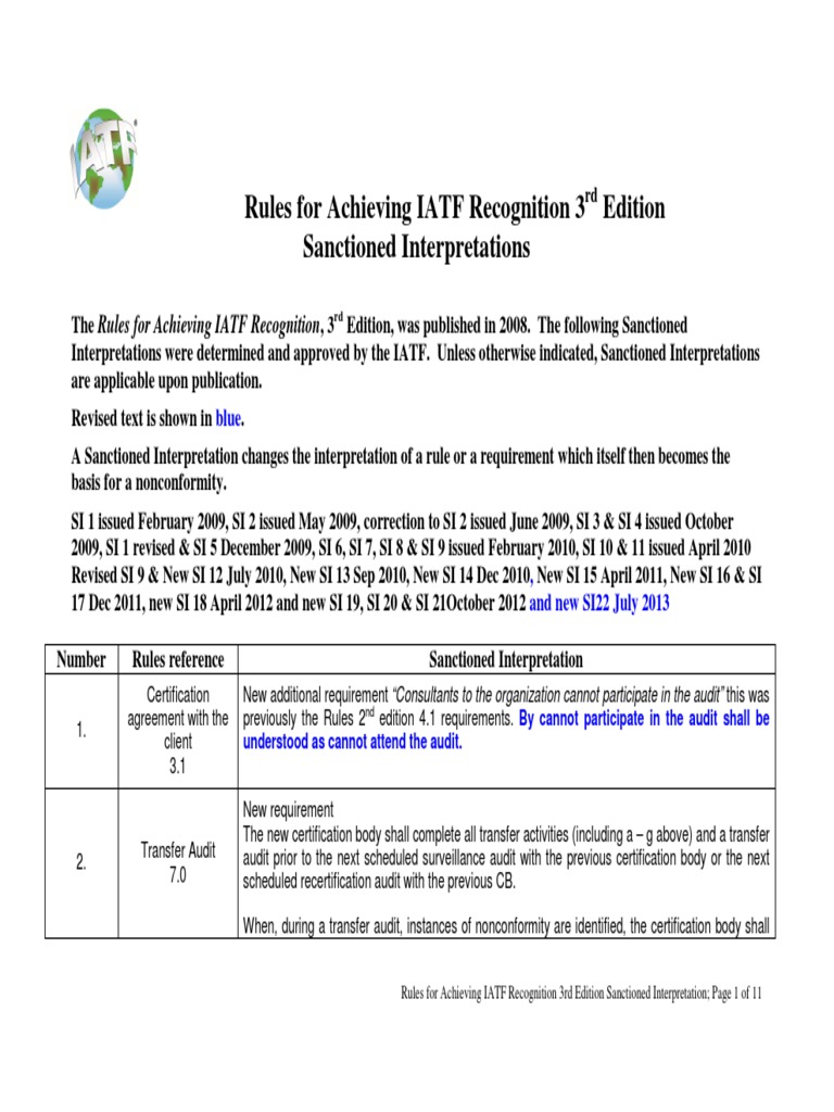 IATF Rules 3rd Ed. Sis | Iso 9000 | Audit