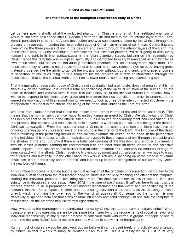Christ As The Lord of Karma | PDF | Rudolf Steiner | Spirituality