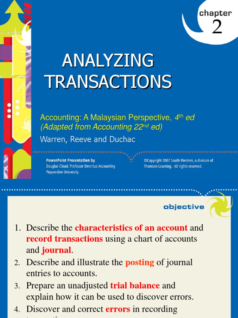 PP For Chapter 2 - Analyzing Transactions | PDF | Debits And Credits ...