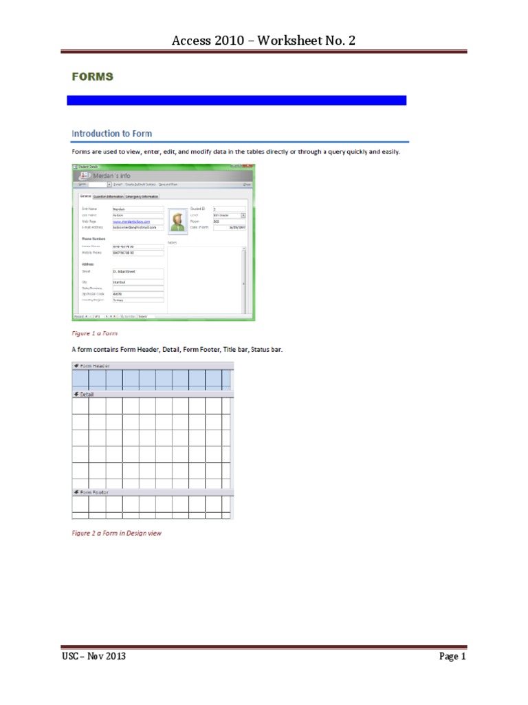 Access 2010 Worksheet No. 2 Guide | PDF