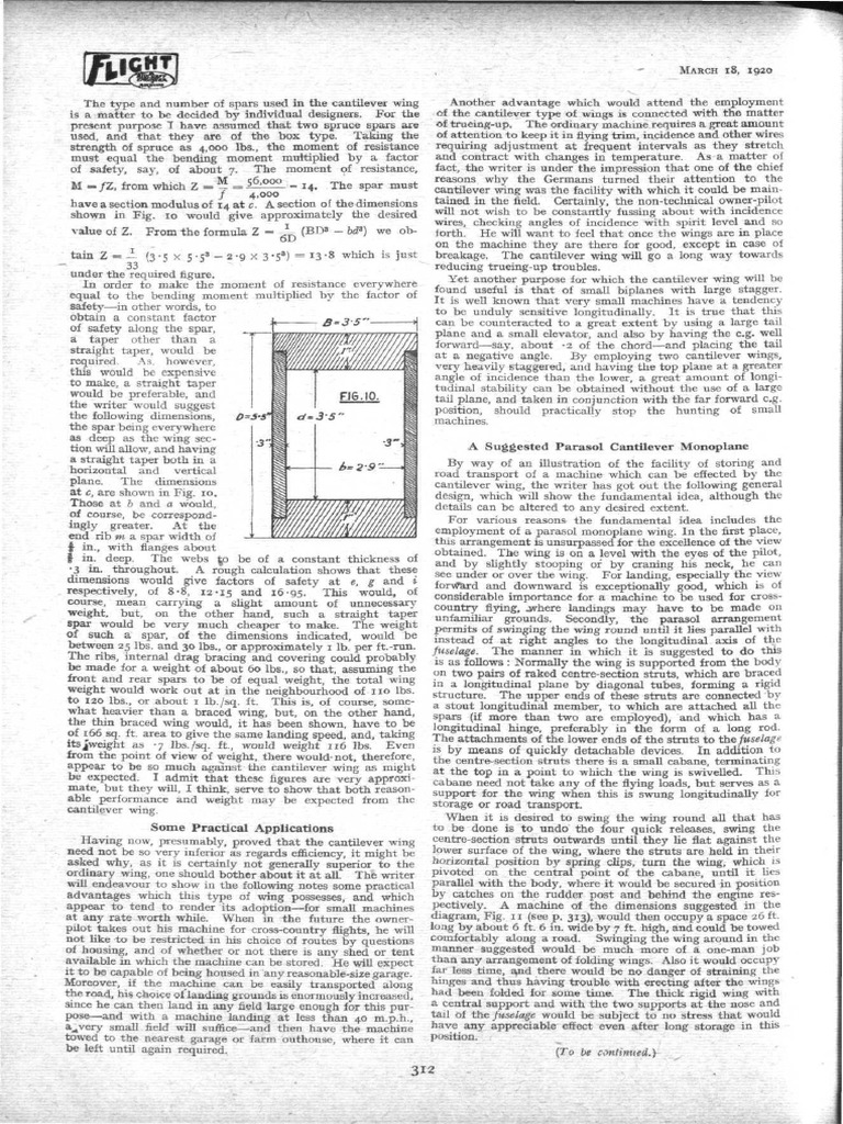 Cantilever Wing Design for Parasol Monoplanes | PDF | Monoplane | Biplane