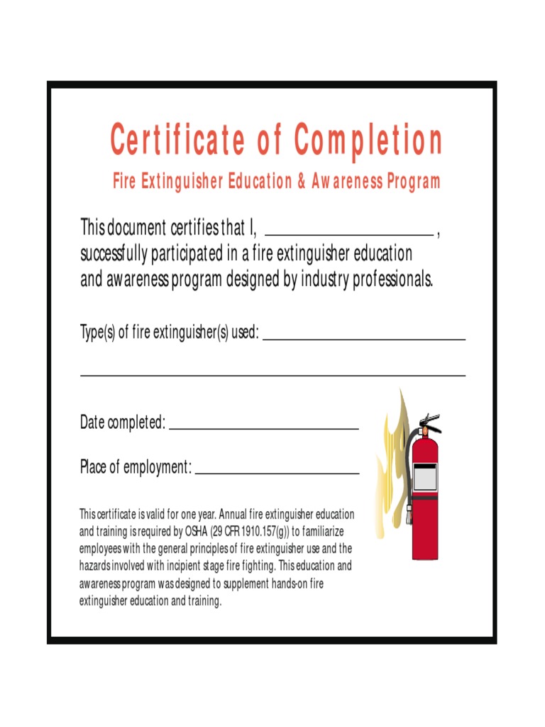Fire Extinguisher Certificate Template