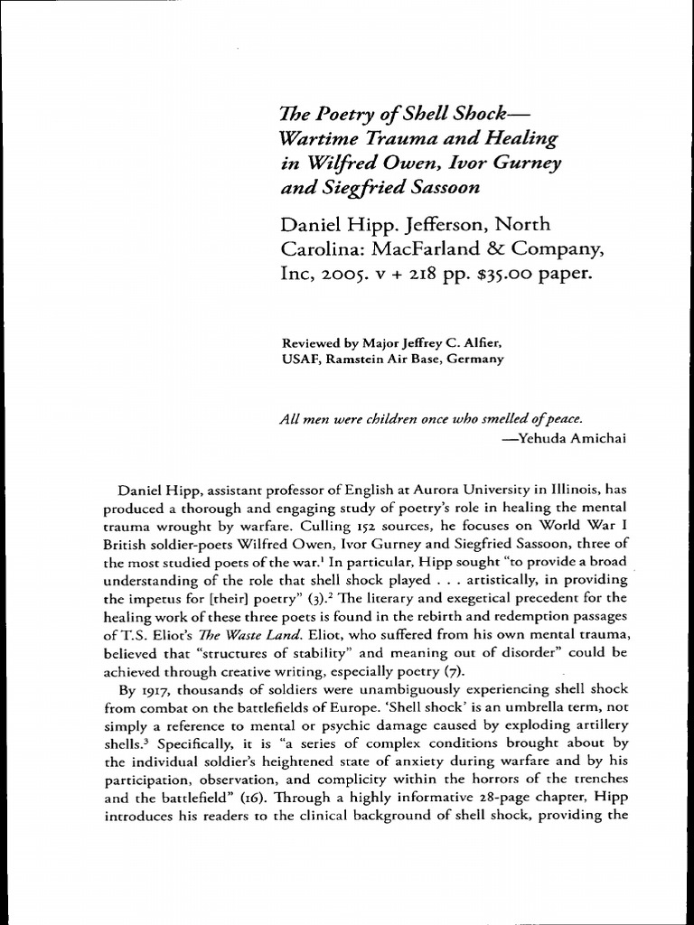 The Poetry of Shell Shock | PDF | Psychotherapy | Poetry