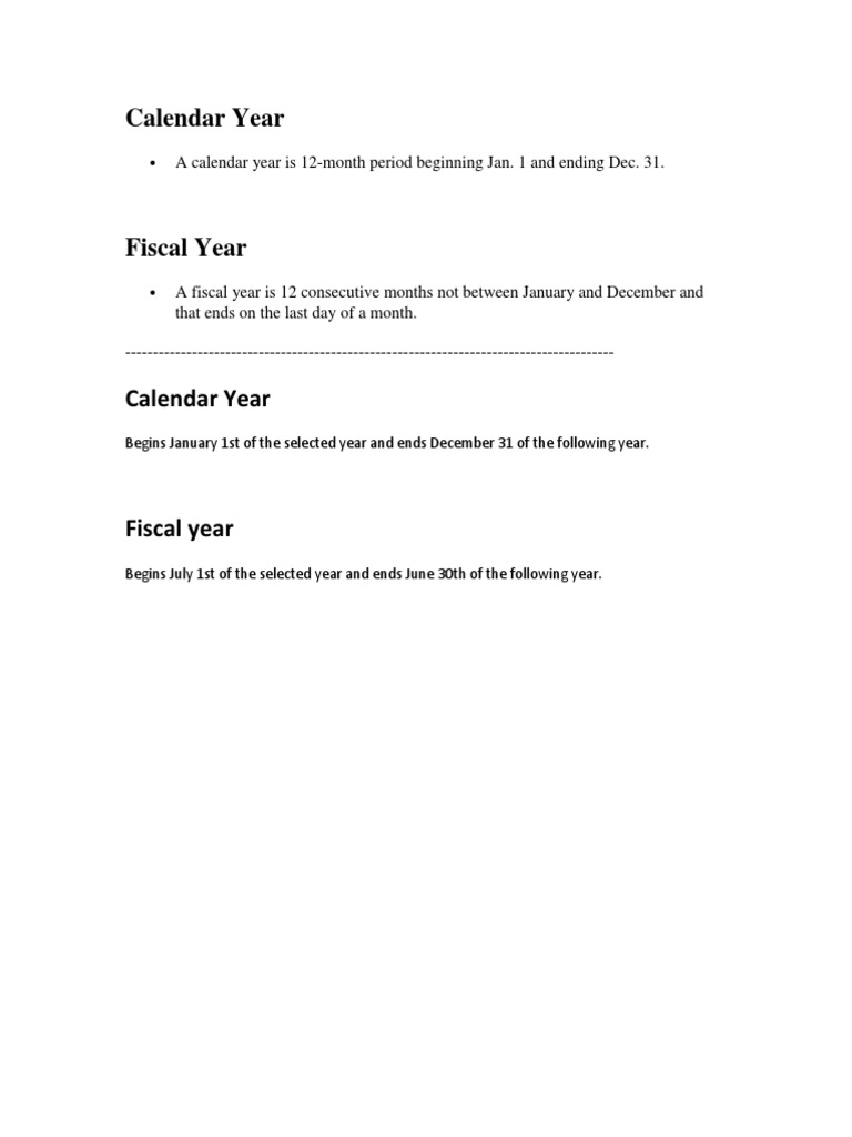 Calendar vs. Fiscal Year Explained | PDF
